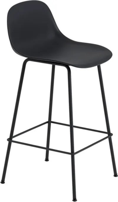 Muuto Barová stolička Fiber Stool 65cm s opěrkou, tube base, black