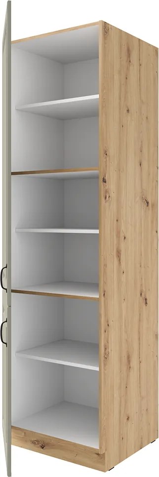STILO ac | vysoká skříňka 60 DK-210 2F potravinová s policemi | 60 cm | UNI dvířka | artisan/světle šedá