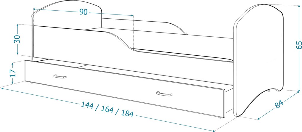 Dětská postel IGOR se šuplíkem - 160x80 cm - FROZEN