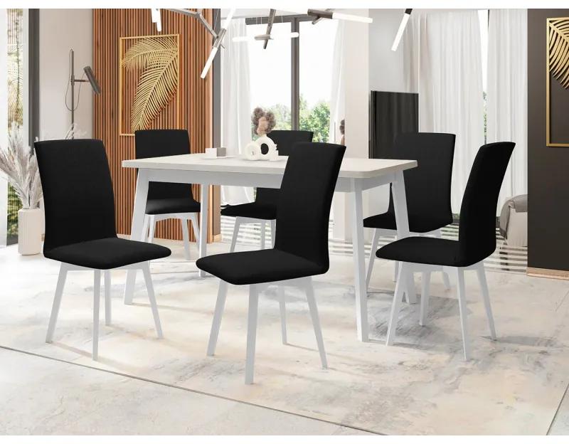 Jídelní jídelní stůl se 6 židlemi AL24, Barva dřeva: dub grandson - L, Potah: Hygge D20, Barvy nožiček: černá
