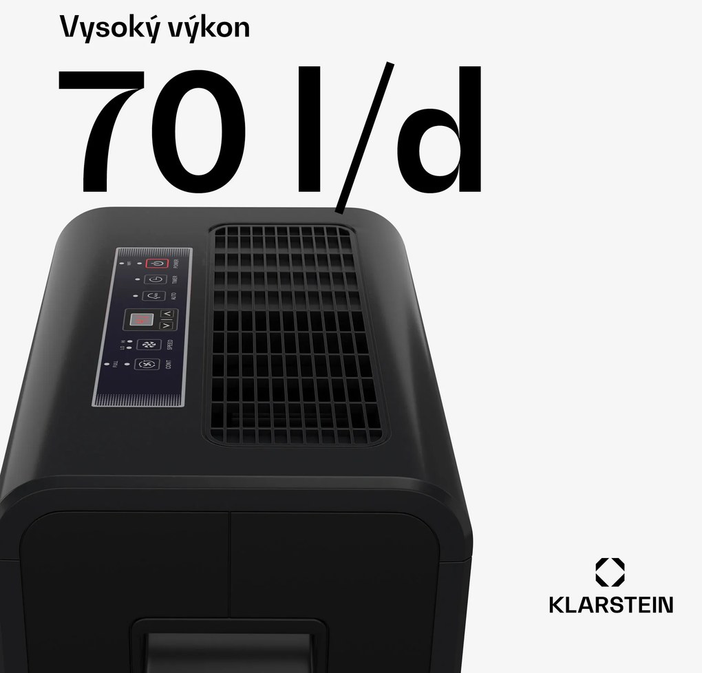 Klarstein DryFy Connect 70 odvlhčovač vzduchu, 70 l/den, do 140 m², WiFi, ovládání pomocí aplikace, 8 L nádrž na vodu