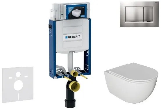 Geberit Kombifix - Set předstěnové instalace, klozetu Oudee a sedátka softclose, tlačítko Sigma30, lakovaný chrom mat/chrom SANI15CA1116