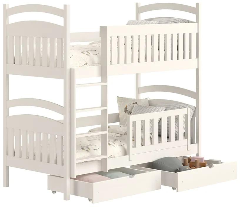 Dřevěná patrová postel Amely - Barva Bílý, rozměr 90x200
