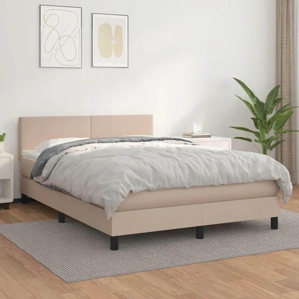 Box spring postel s matrací umělá kůže cappuccino