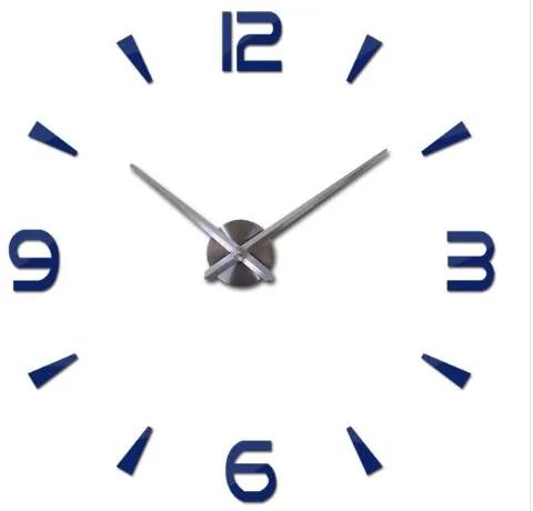 Nástěnné samolepicí 3D hodiny Barevná varianta: Modrá, Varianta: 110cm