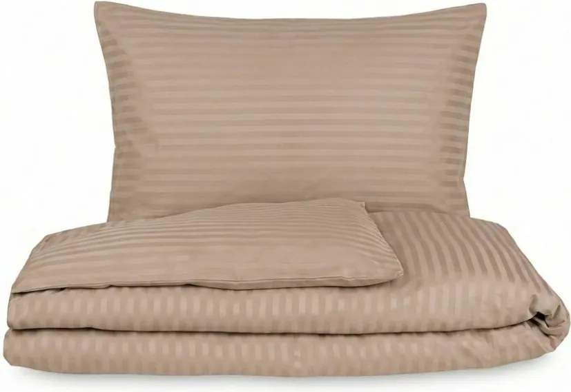 Kvalitex Saténové povlečení Stripe béžová, 240 x 220 cm, 2 ks 70 x 90 cm