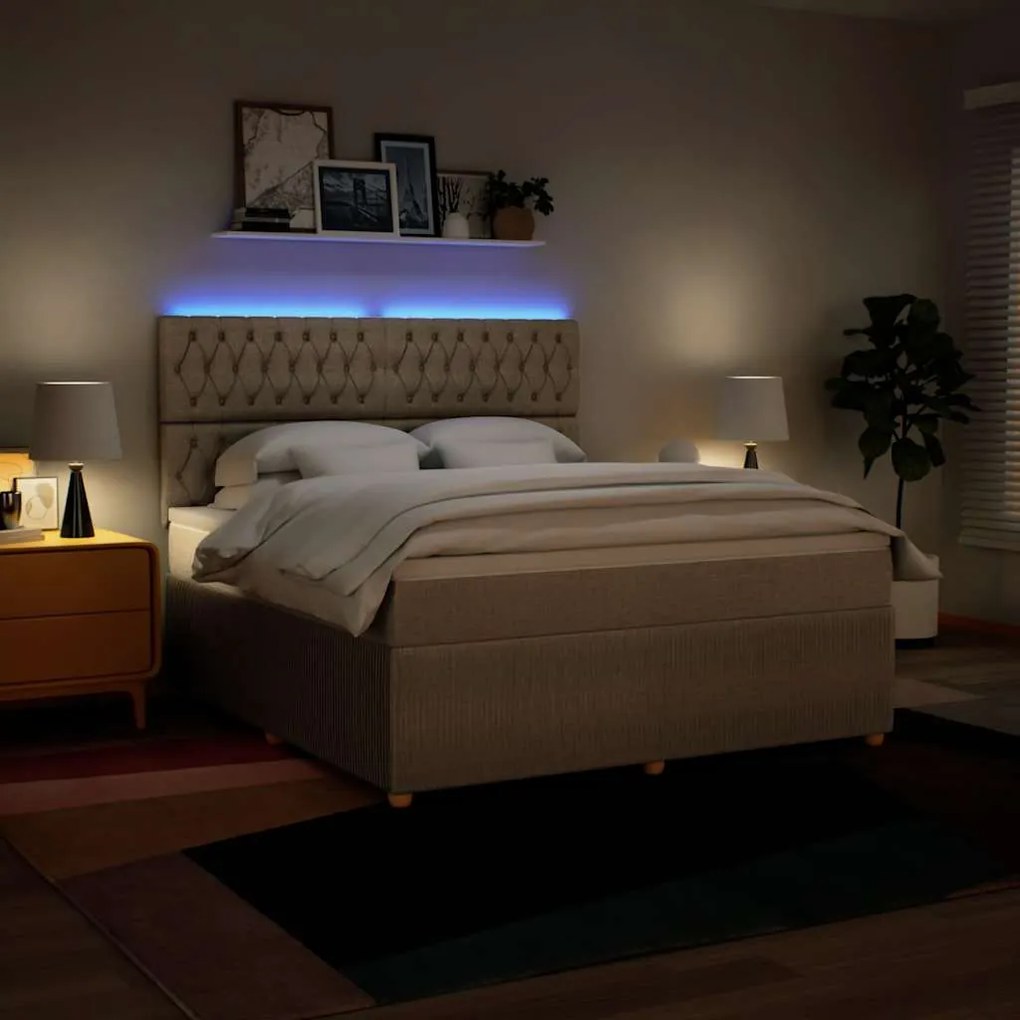 Box spring postel s matrací krémová 180x200 cm textil 3294447