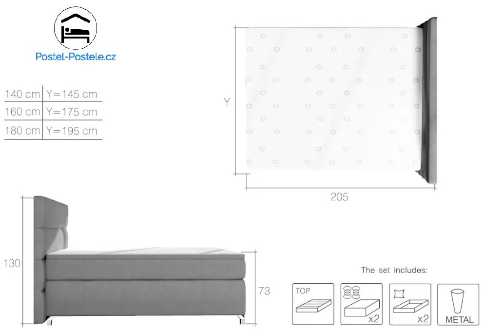 Boxspring BOSTON 140/200 (ekokůže Soft 66)