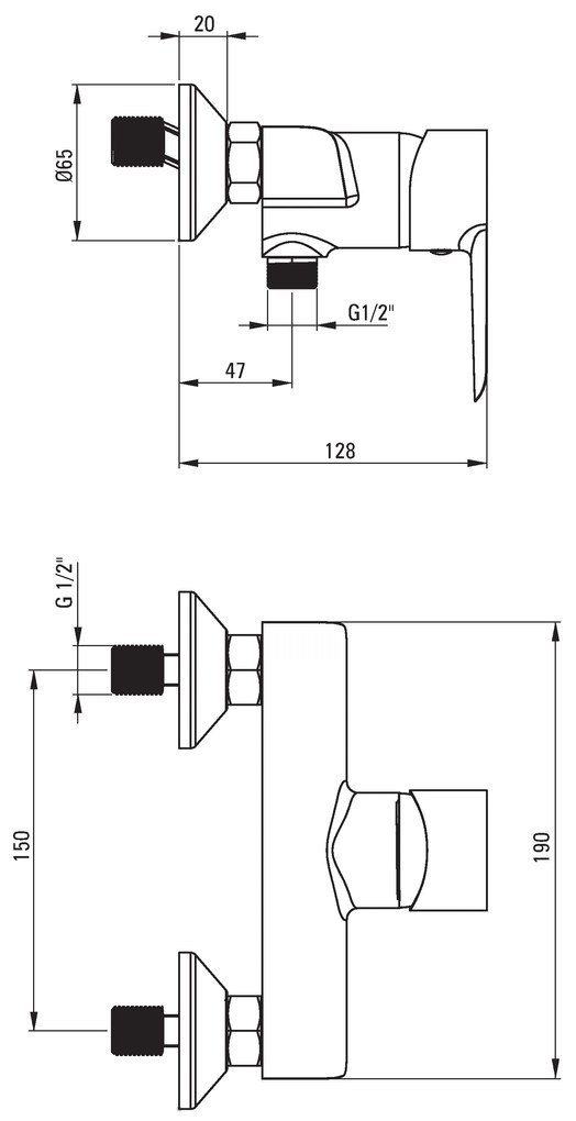 Deante Corio, nástěnná sprchová baterie s ECO perlátorem 4,5l/min, chromová, BFCE040M