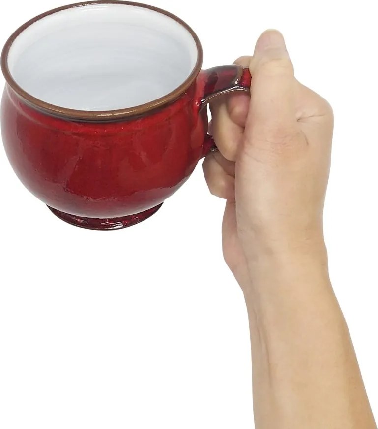 Keramický hrnek Červený, 450 ml – ruční práce, české řemeslo