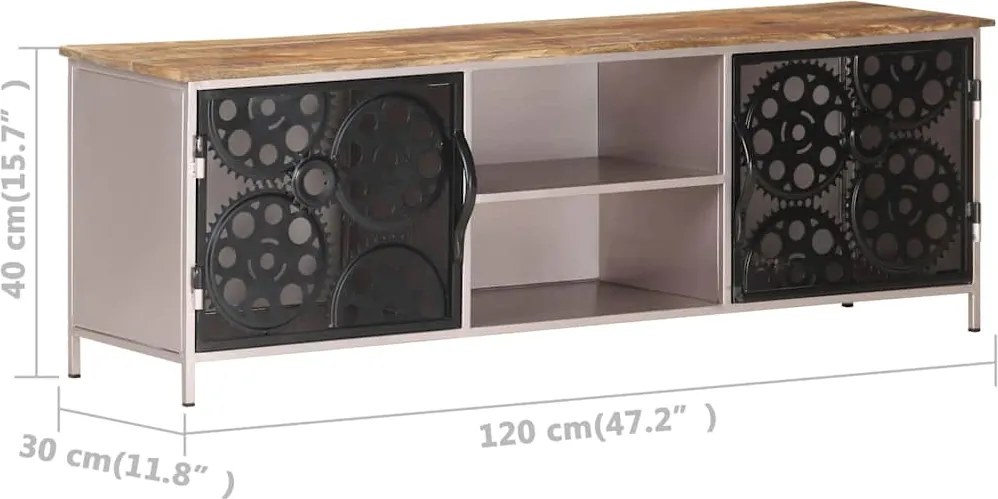 TV stolek 120 x 30 x 40 cm hrubé mangovníkové dřevo 323737