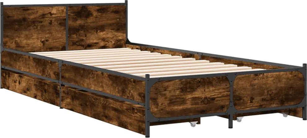 Rám postele se zásuvkami kouřový dub 75x190 cm kompozitní dřevo 3279974