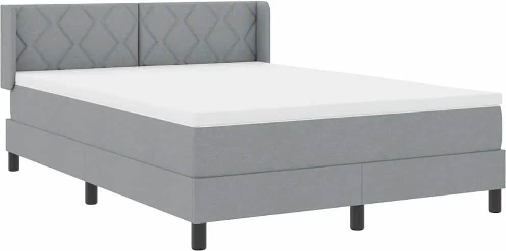Postel s boxspringem s čelo Světle šedá 200 x 140 cm textil 3341167