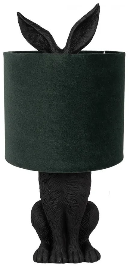 Černá stolní lampa králík s tmavě zeleným stínidlem Rabbi - Ø 20*43 cm