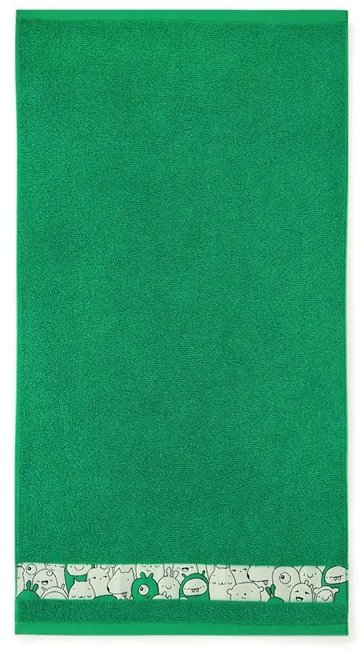 Zwoltex Ručník 50x70 Slames animals Malachite-5617 zelený froté bavlněný dětský ručník