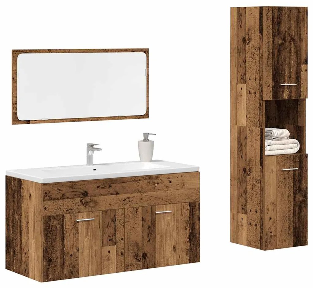3dílná koupelnová sestava old wood kompozitní dřevo 3328591