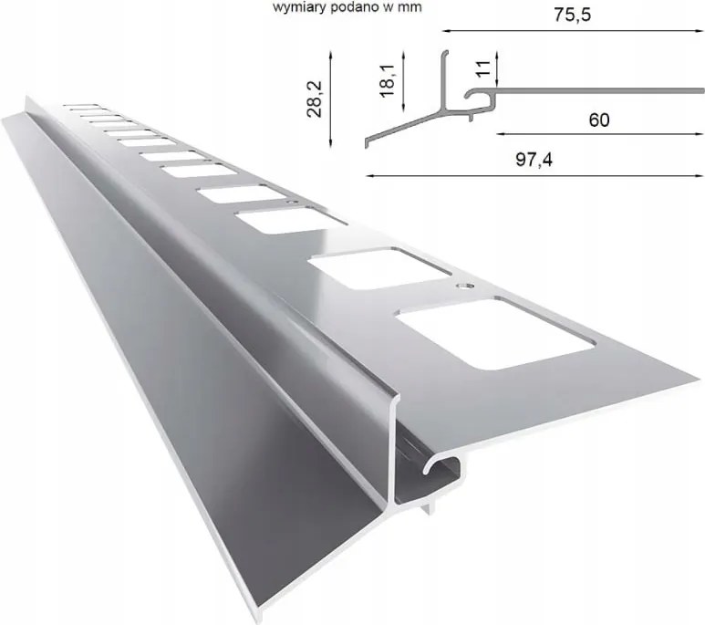 Balkonový terasový Okapový Profil K102 Renoplast Šedá Ral 7037