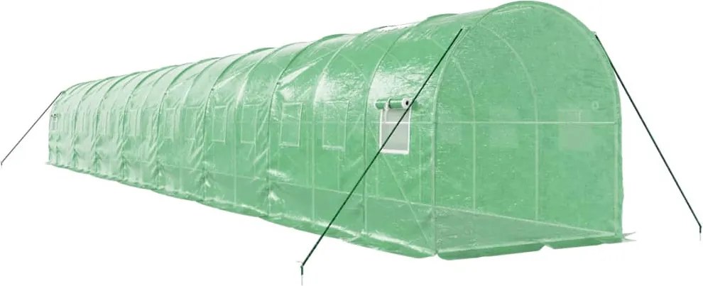 Skleník s ocelovým rámem zelený 32 m² 16 x 2 x 2 m 3188023