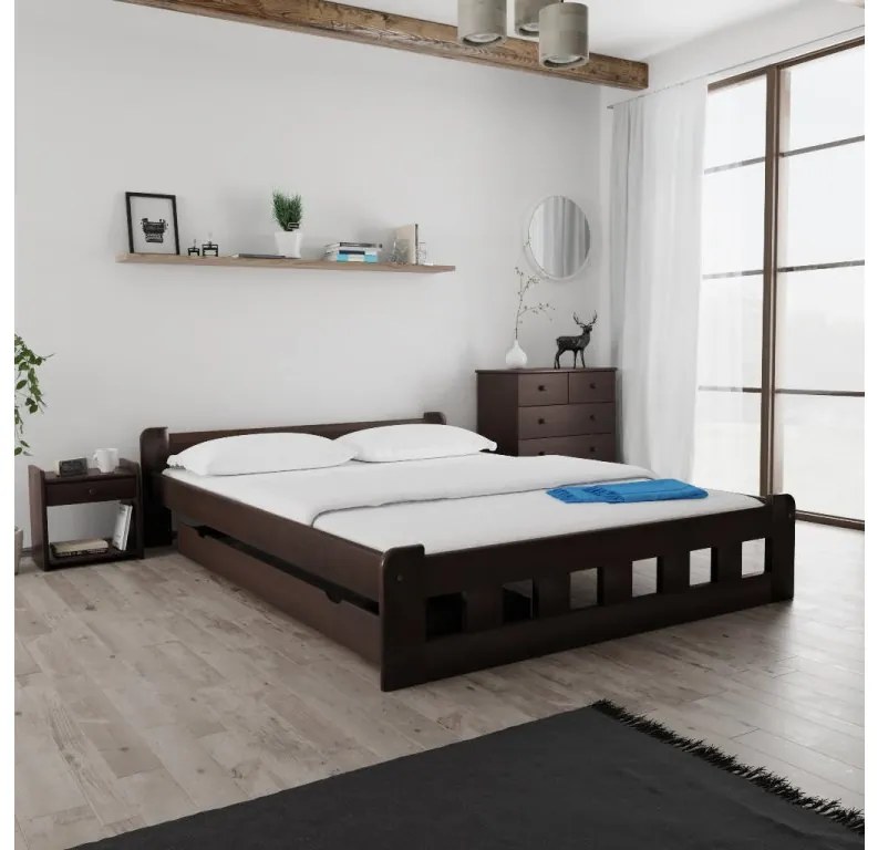 Postel Naomi zvýšená 160 x 200 cm, ořech Rošt: S laťkovým roštem, Matrace: Matrace Coco Maxi 20 cm