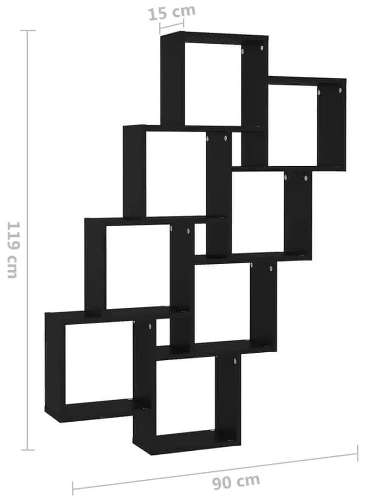 Petromila Nástěnná čtvercová police černá 90x15x119 cm kompozitní dřevo