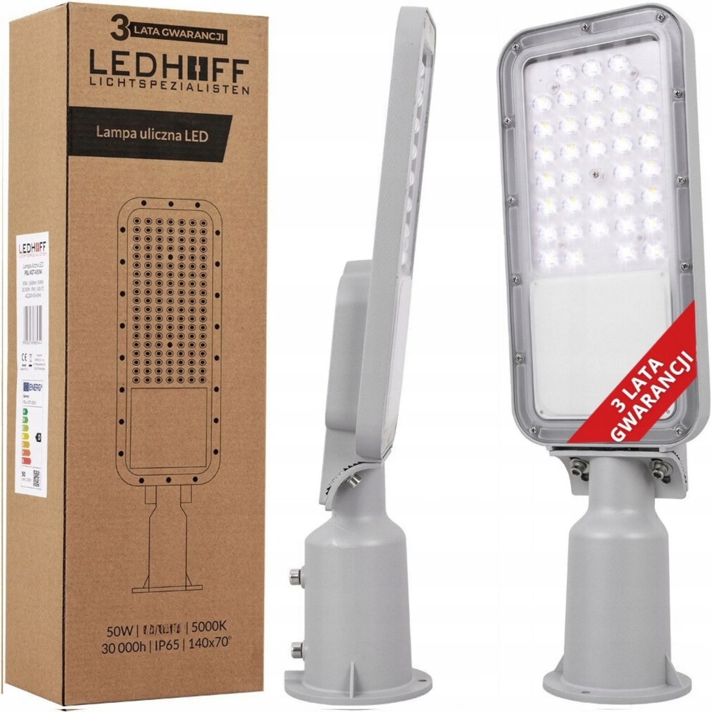 Led pouliční lampa 50W Lucerna 230V Premium 6500lm Silná venkovní Světlá