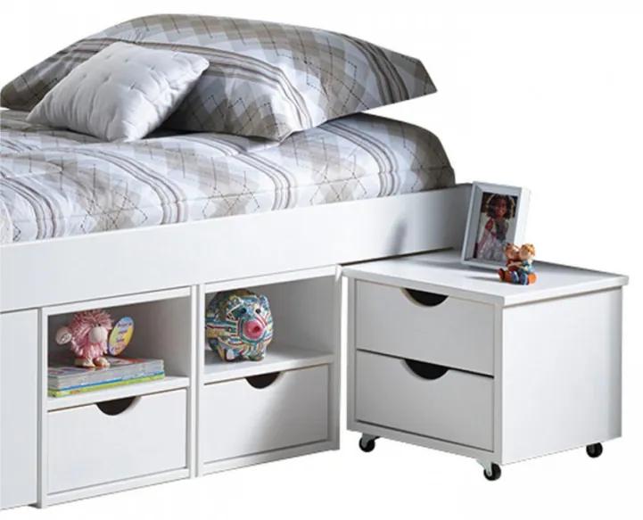 Dětská postel TEO 90x200 cm s úložným prostorem a nočním stolkem, bílá