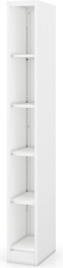 Úzký kovový regál, archivační na dokumenty bílý: TIM 250 x 1950 x 400 mm