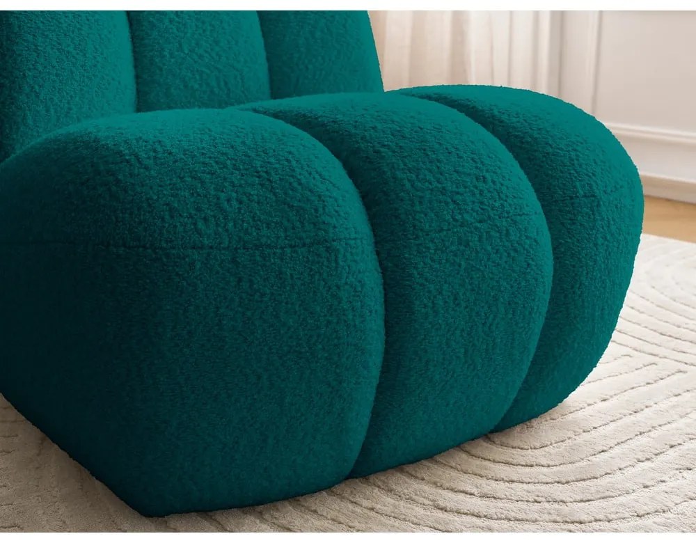 Tyrkysové křeslo z textilie bouclé Janissaire – Bobochic Paris