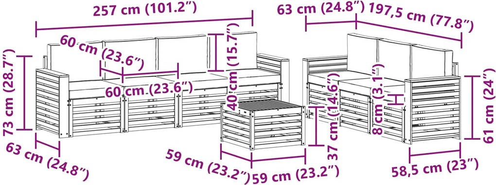 Sedací soupravy Masivní akátové dřevo 3391520