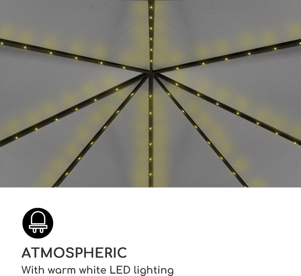 Blumfeldt Pantheon Solid Sky Ambient Solar, pavilon s šedou střechou, 3 × 3 m, polykarbonát, hliník