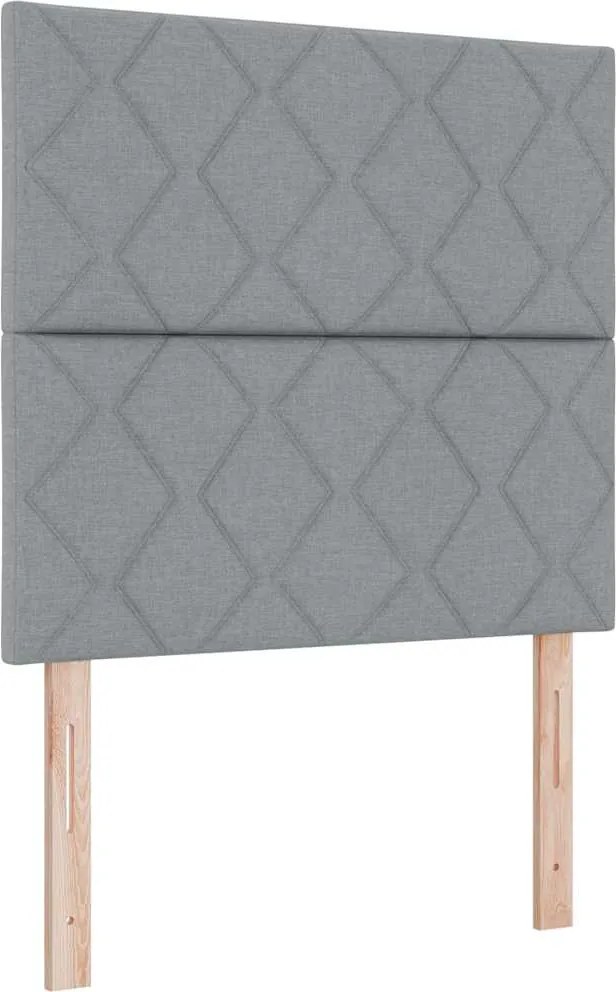 Postel s boxspringem s čelo Světle šedá 100 x 200 cm textil 3340613