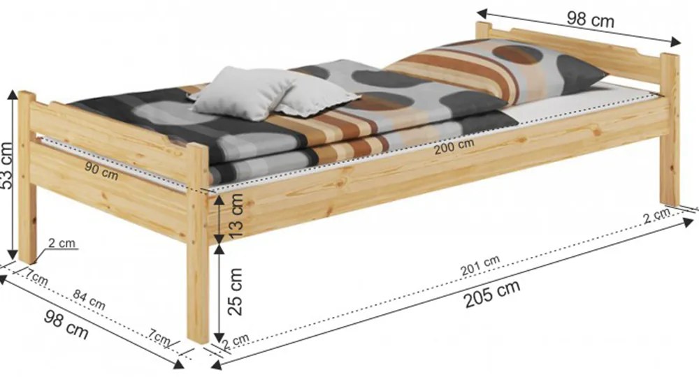 Kondela Postel, přírodní, 90x200, LIVIO