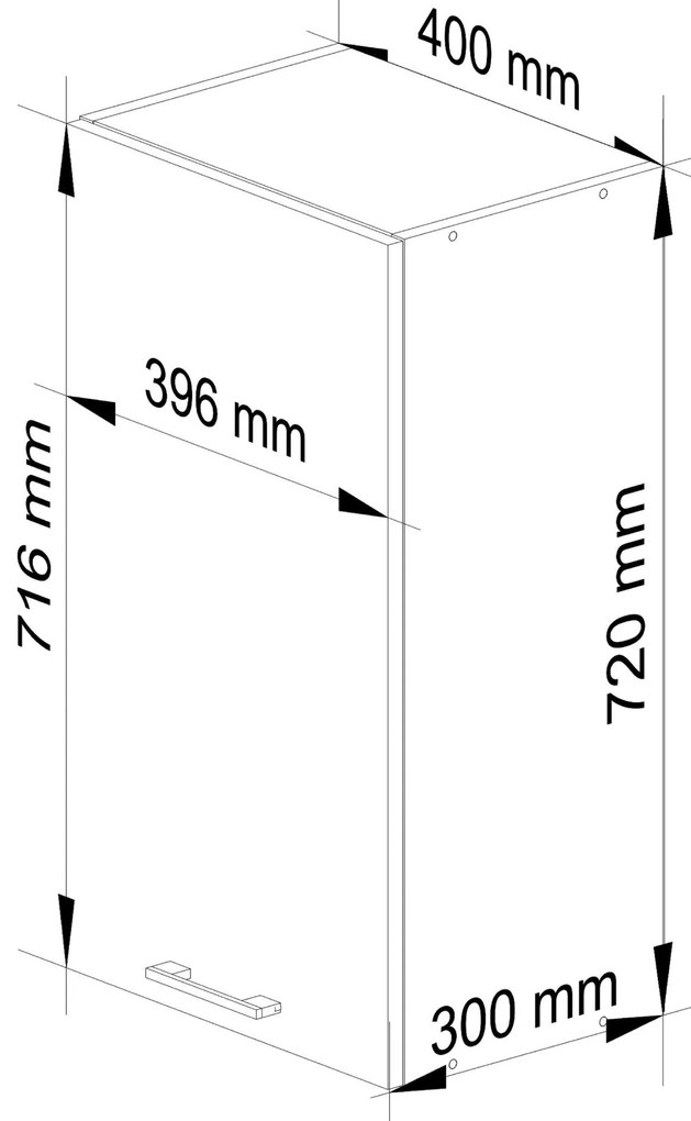 Závěsná kuchyňská skříňka OLIVIE 40x72 cm matná bílá