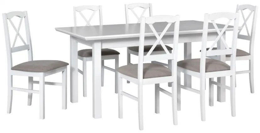 Drewmix jídelní sestava DX 37 odstín dřeva (židle + nohy stolu) bílá, odstín dýhy (deska stolu) bílá, potahový materiál látka