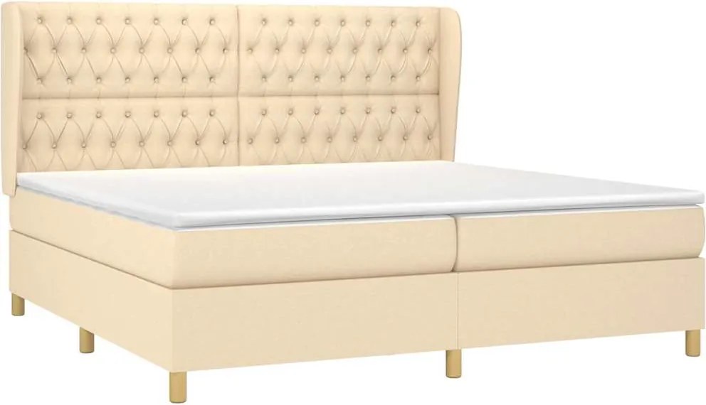 Box spring postel s matrací krémová 200x200 cm textil 3128794