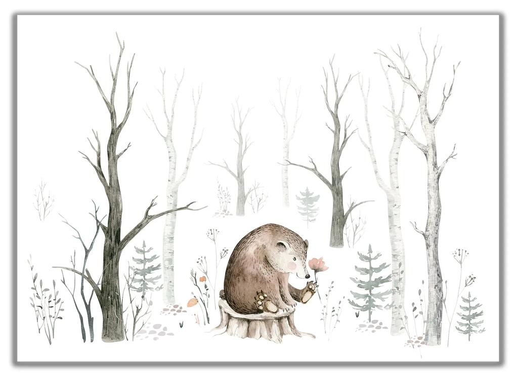 Malvis ® Obraz Malovaný medvídek Velikost (šířka x výška): pětidílný obdélník - 150x70 cm
