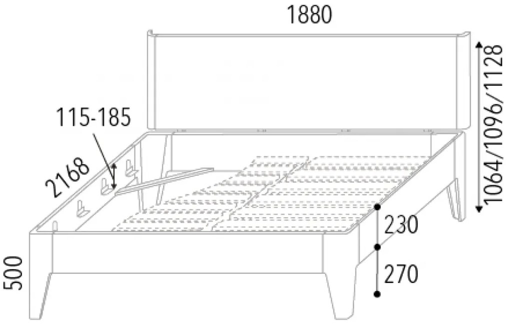 Domestav FANTAZIE 180 cm manželská postel nastavitelné čelo šikmé buk cink mořený