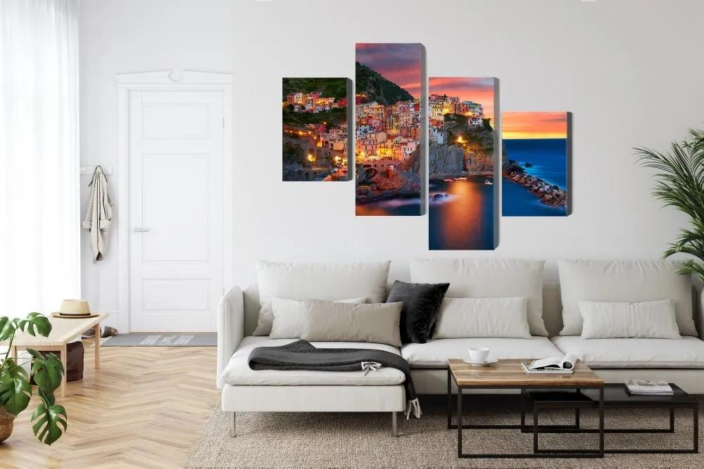 Vícedílný obraz Město Manarola V Itálii Nedostatek Nedostatek Přírodní plátno 240x150