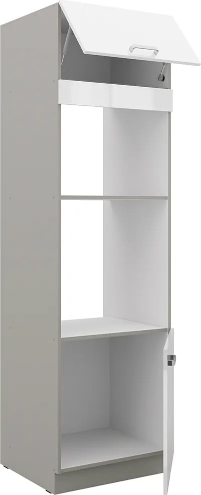 BIANCA sb | vysoká skříňka 60 DPM-210 2F na vestavnou troubu a mikrovlnku | 60 cm | světle šedá/bílá lesk
