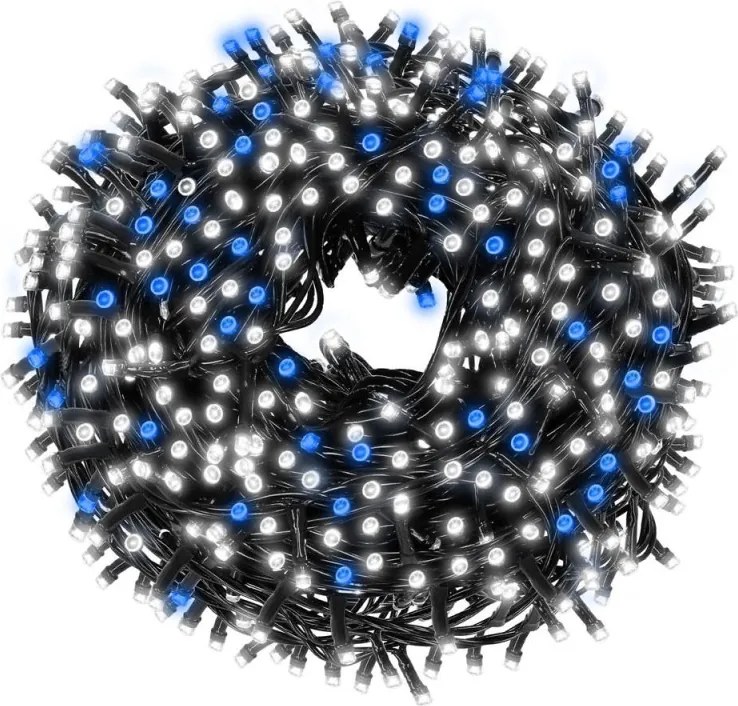 LED světelný řetěz - 41,5m, 500LED, IP44, studená bílá + záblesky