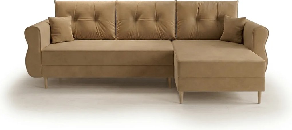 Rozkládací oboustranná sedací souprava do L SILVIANO 230x140 cm, béžová