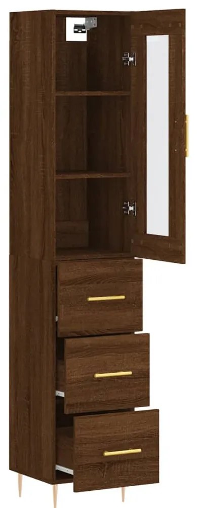 Skříň highboard hnědý dub 34,5 x 34 x 180 cm kompozitní dřevo,  3199232