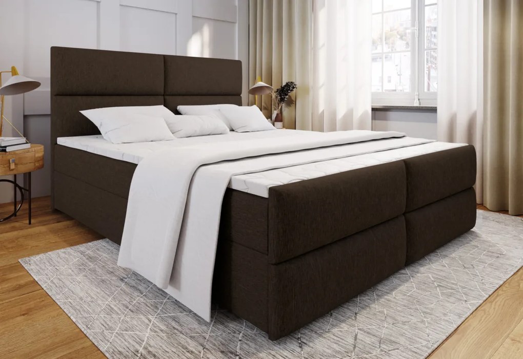 Expedo Čalouněná postel boxspring MILON + topper, 160x200, sawana 05