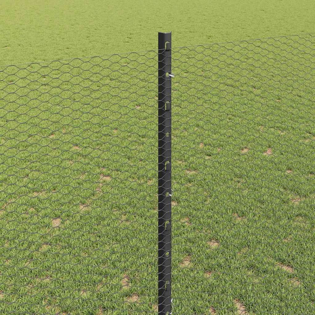 Hexagonální plot s podpěrou 10 x 1,4 m Ocel potažená PVC Šedá 3336829
