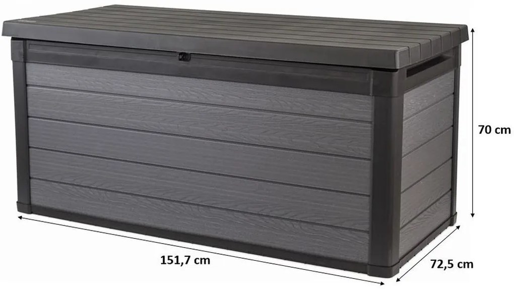 KETER CORTINA 570L Zahradní úložný box 151,7 x 72,5 x 70 cm, šedý 17211700