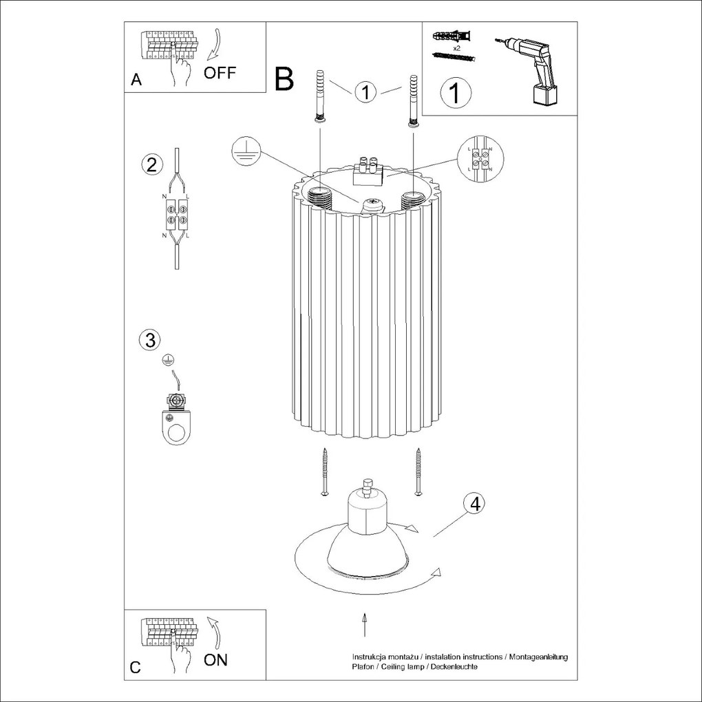 Sollux Lighting Stropní svítidlo KARBON 10 bílé