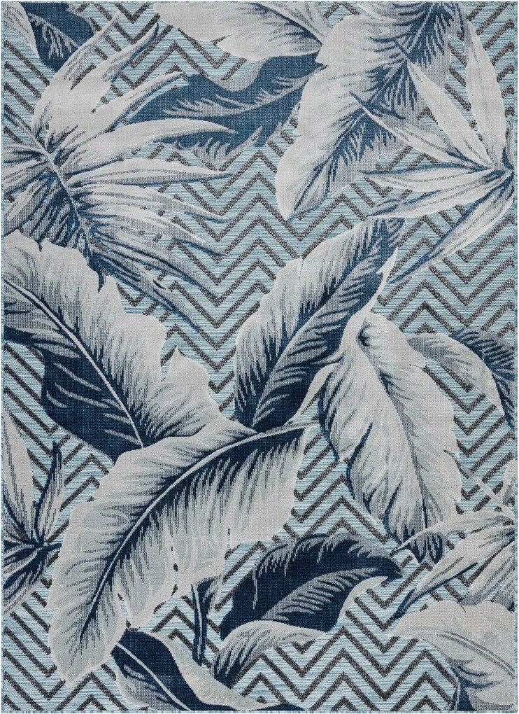Kusový koberec Botanic 65242 Feathers aqua – na von aj na doma, 78x150, modrá, chodba / predsieň, Dywany Łuszczów