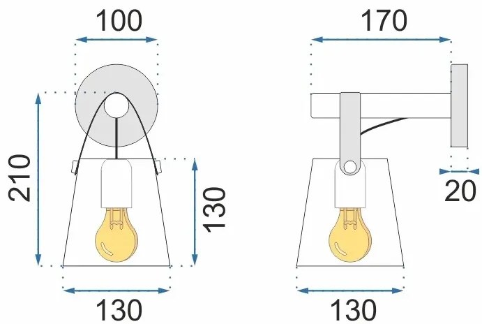 Toolight - Nástěnná lampa Scandi - černá - APP466-1W