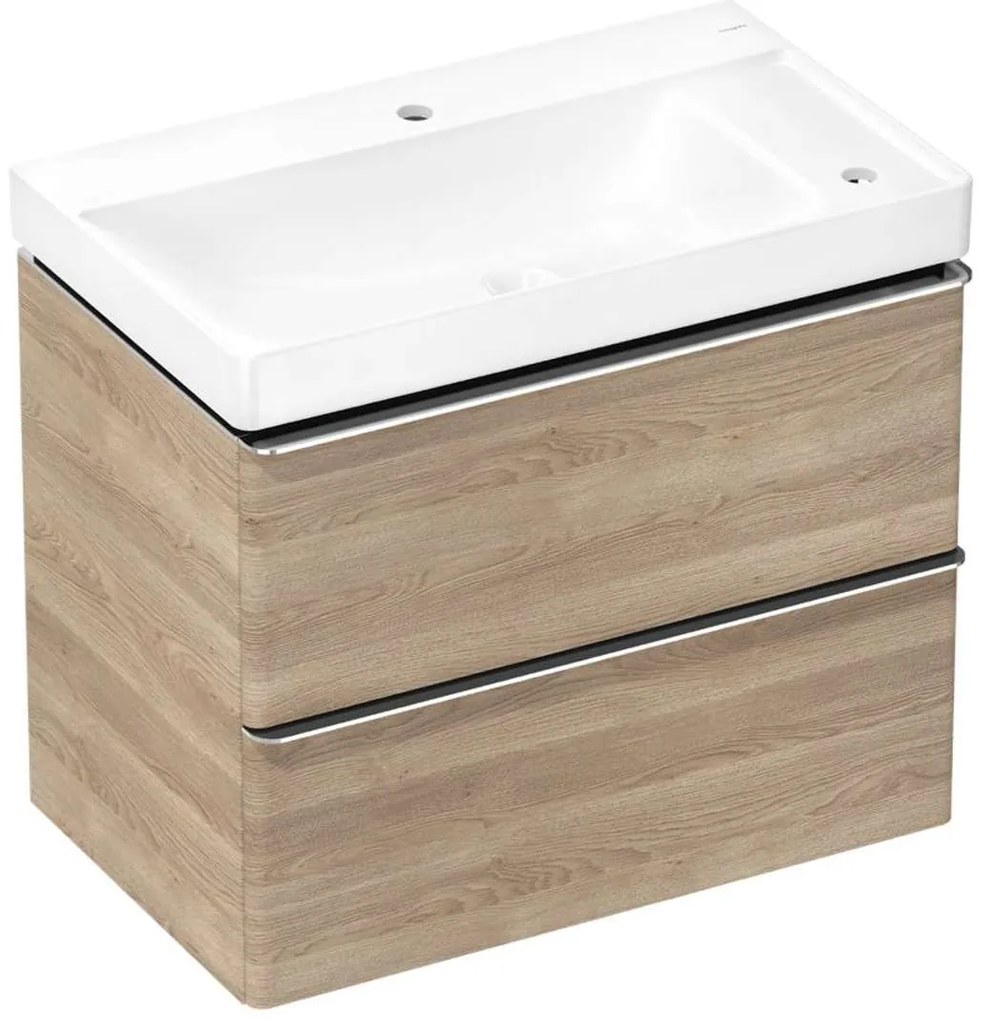 Hansgrohe Xelu Q - Skříňka s umyvadlem, 63x78x50 cm, 2 zásuvky, přírodní dub/chrom 54382000