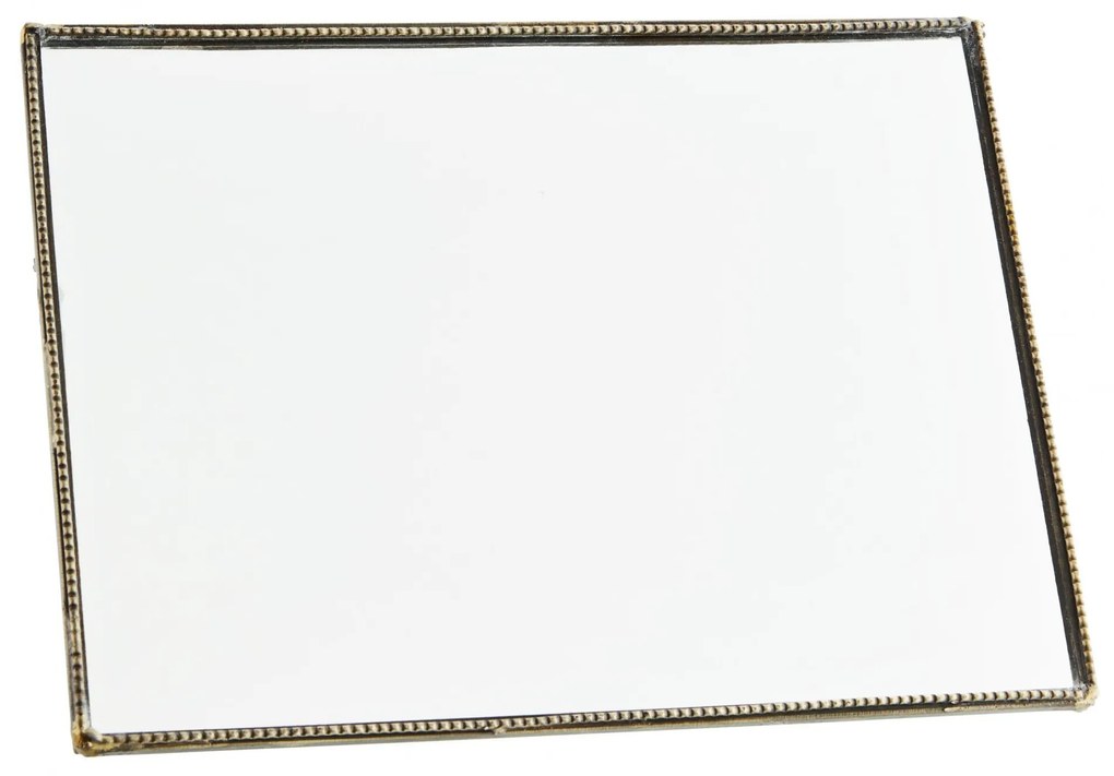 MADAM STOLTZ Stolní zrcátko s opěrkou Antique Brass - na šířku, zlatá barva, sklo, kov
